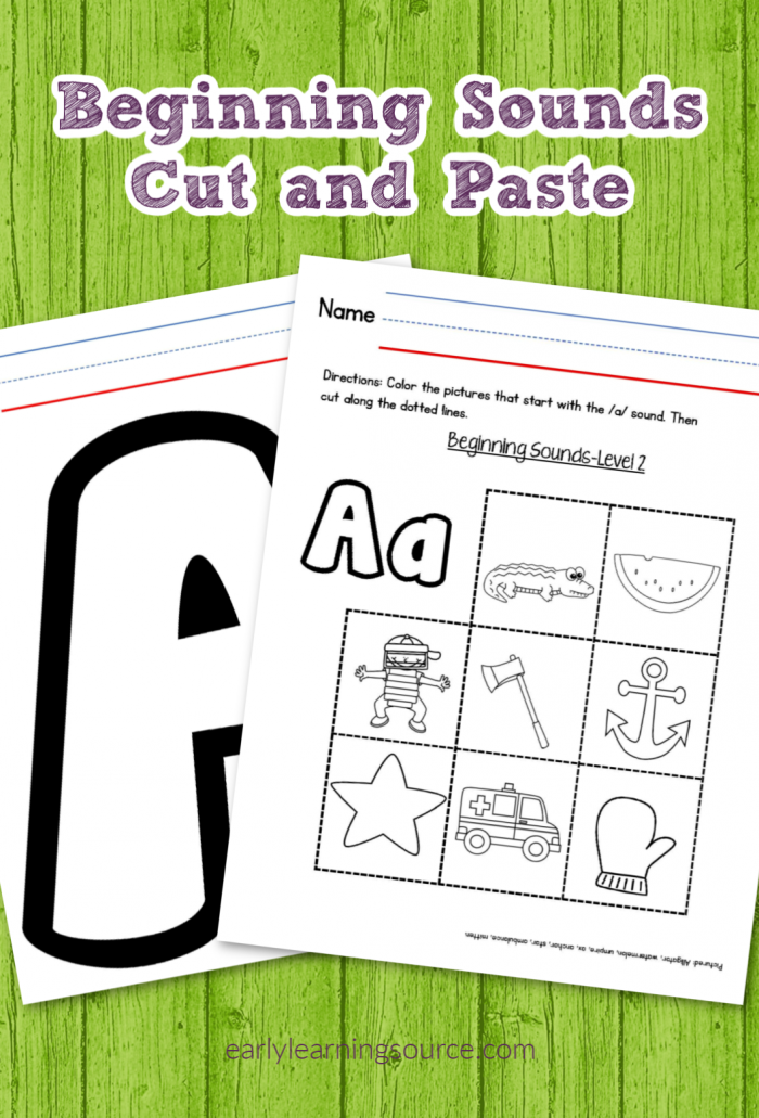 Beginning Sounds Practice: Cut and Paste Worksheets – Early Learning Source